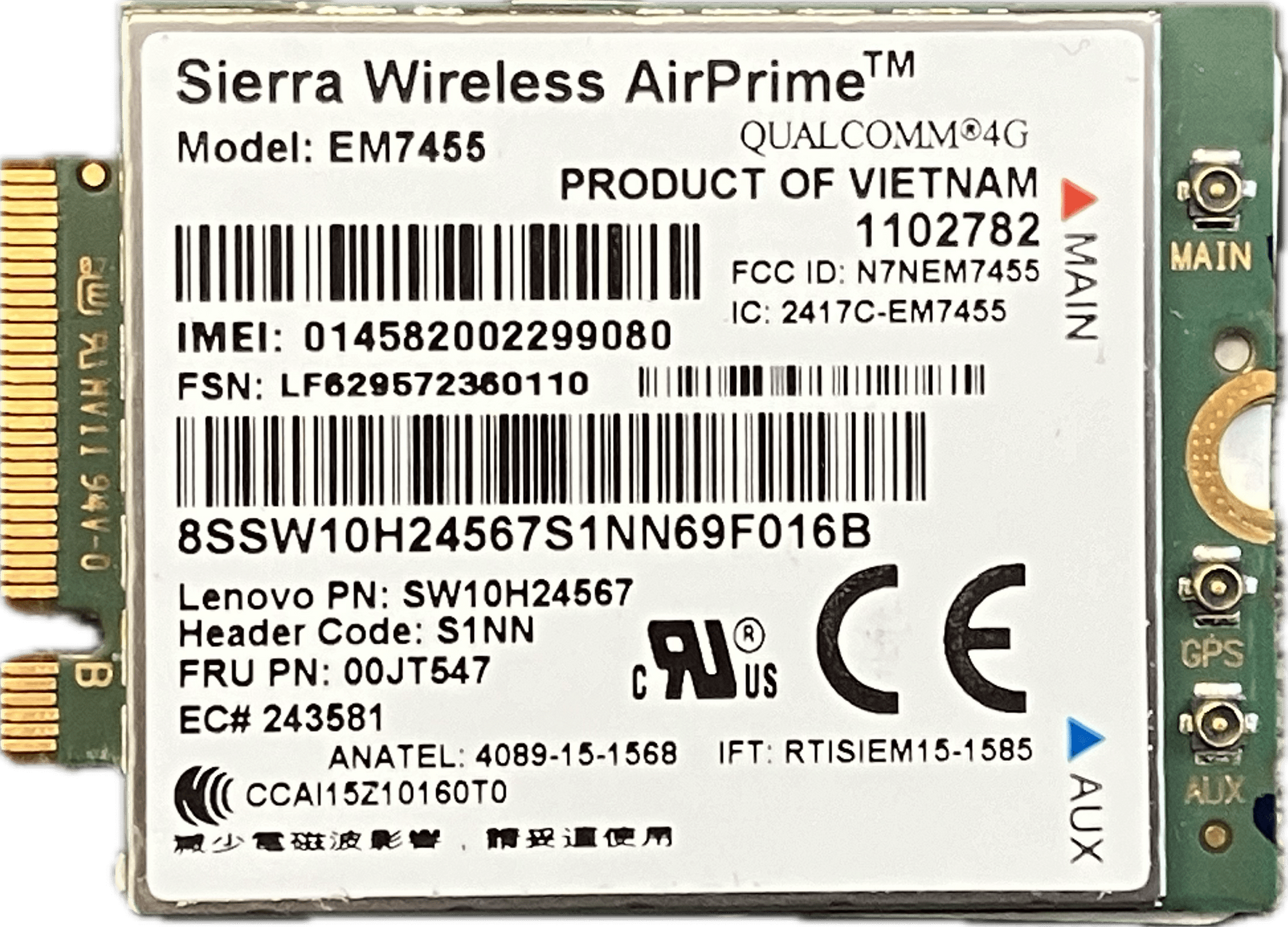 Modem WWAN LTE / Sierra Wireless AirPrime EM7455 00JT547 / do laptopów ...